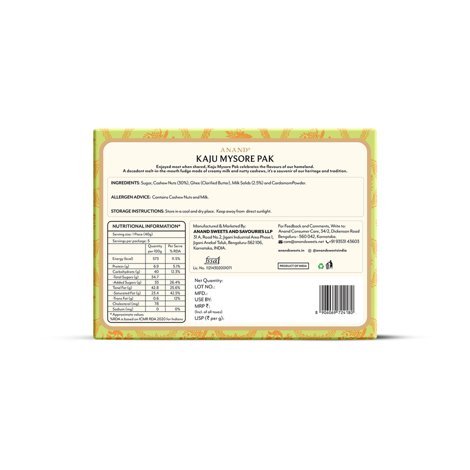 Order Pure Ghee Mysore Pak Online | Anand Sweets